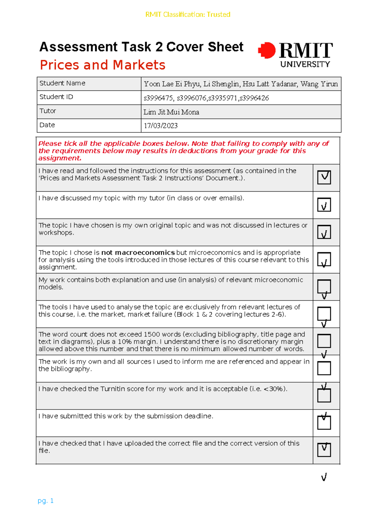 Group 103 Assessment Task 2 final - Assessment Task 2 Cover Sheet ...