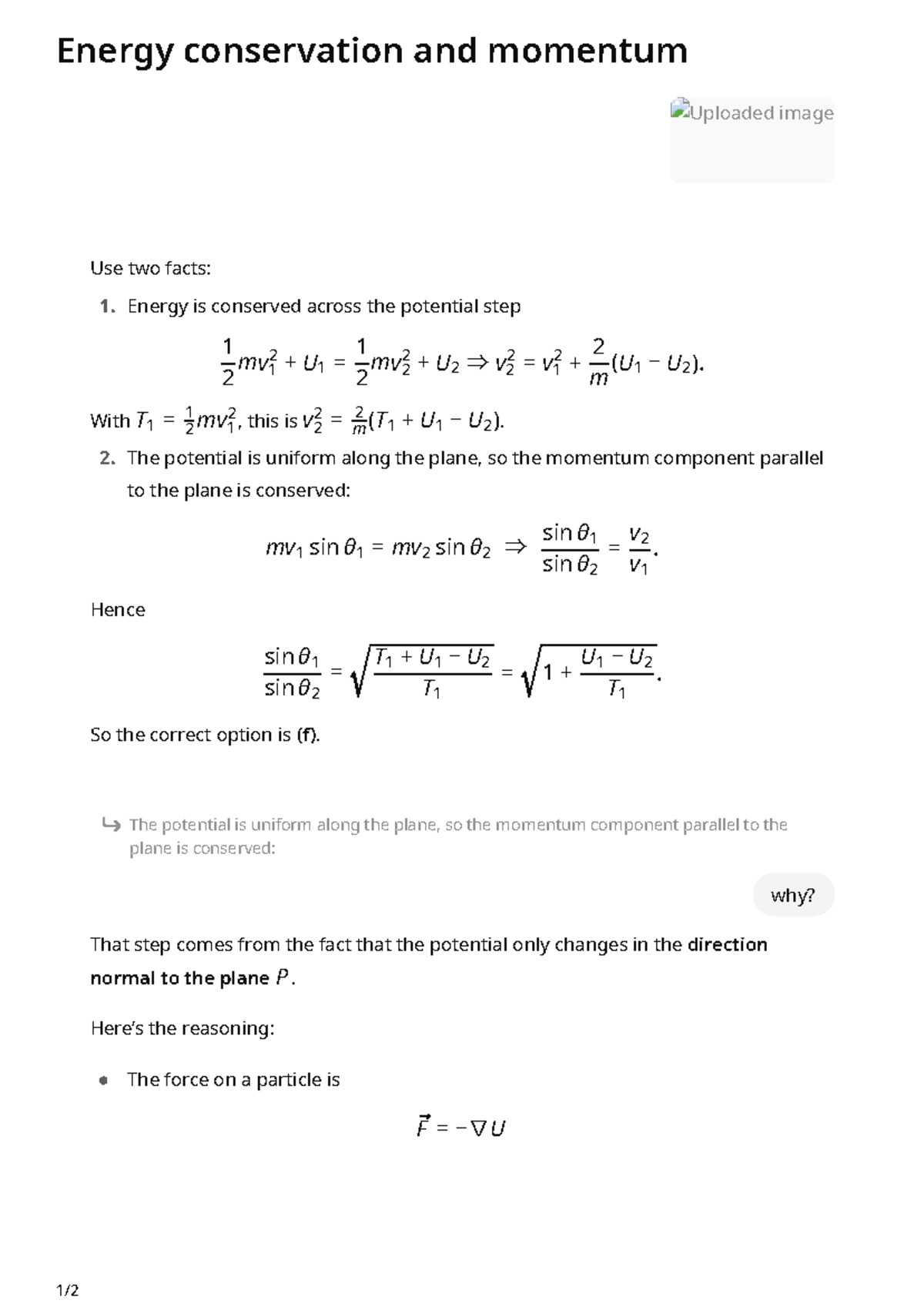 Energy Conservation & Momentum Analysis in Physics - Studocu