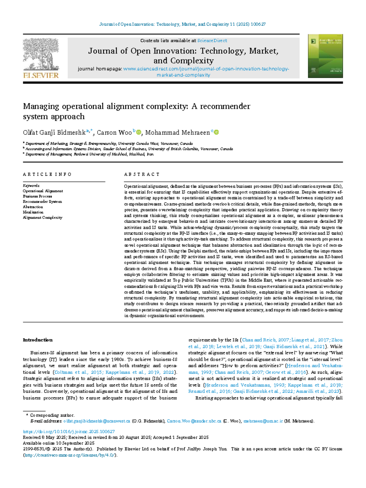 Managing Operational Alignment Complexity: A Recommender System ...