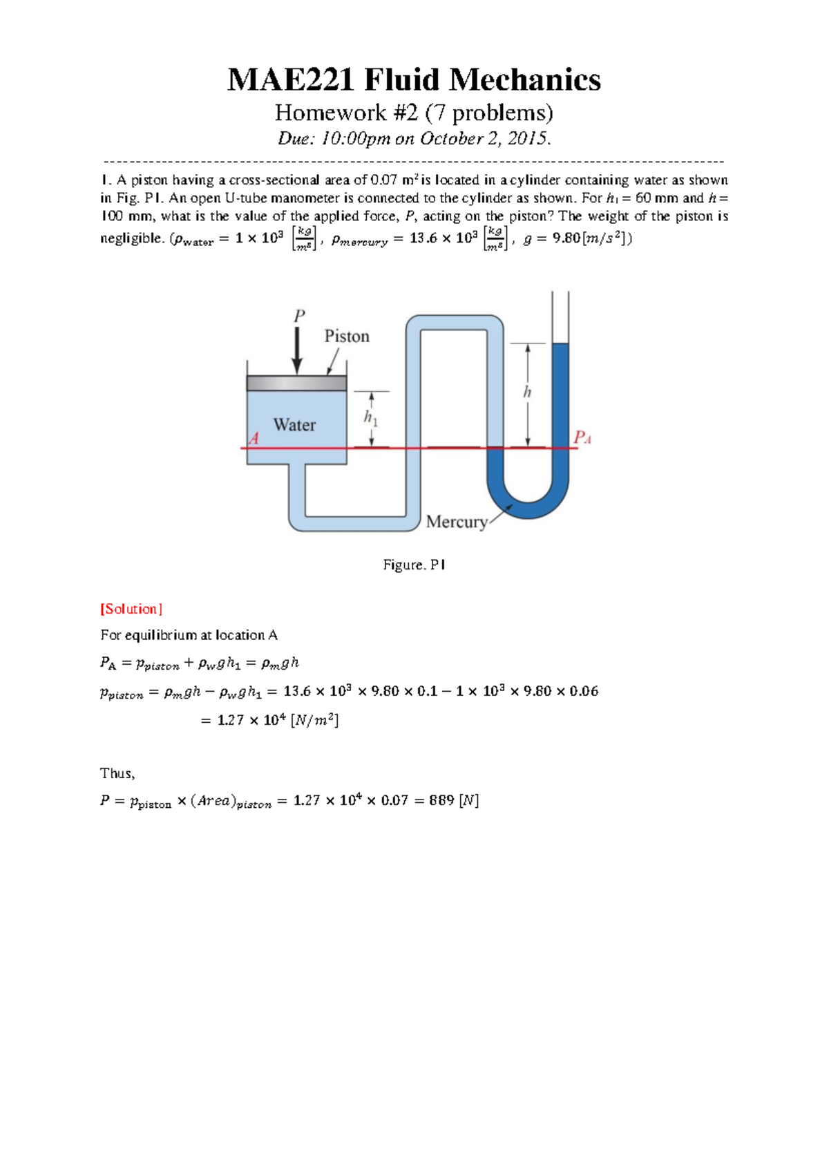 MAE221 2015 Homework #2 Solutions & Detailed Explanations - Studocu