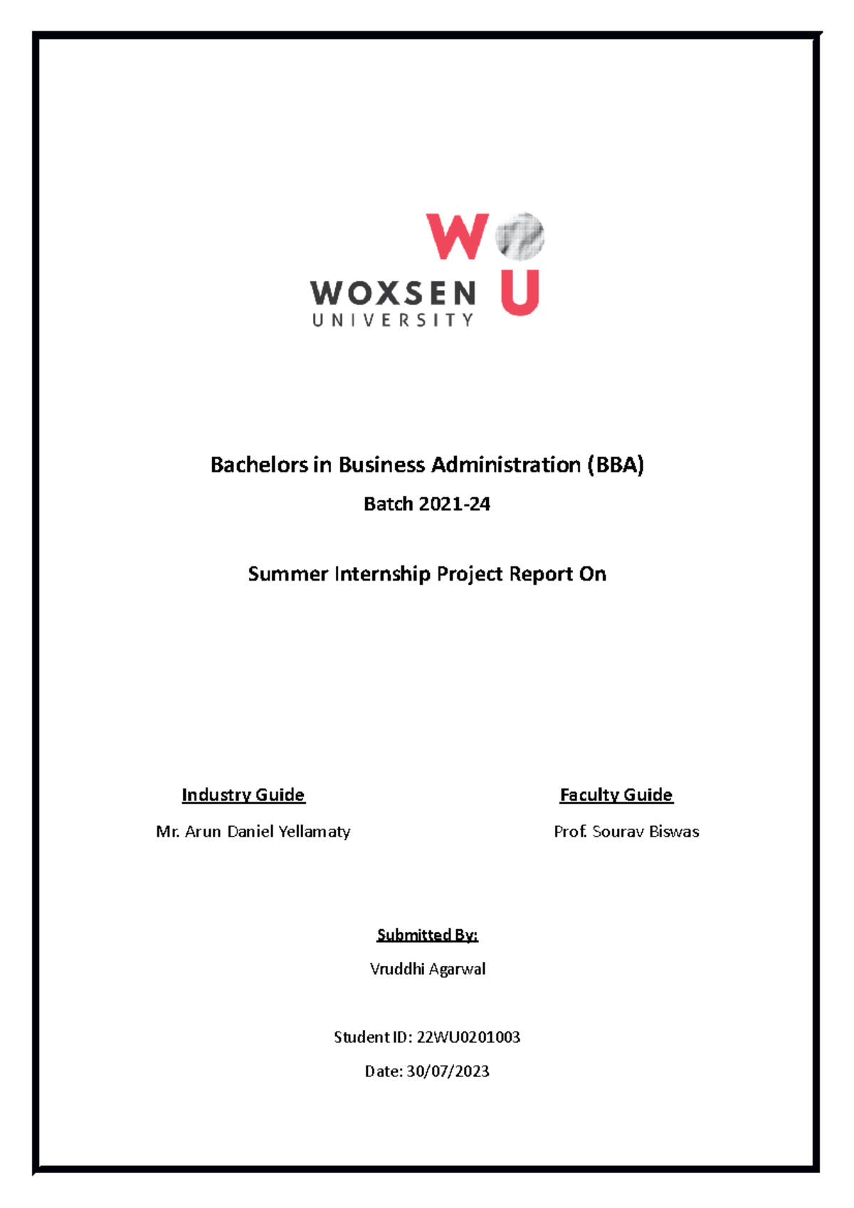BBA Summer Internship Project Report - Youngistaan Foundation - Studocu