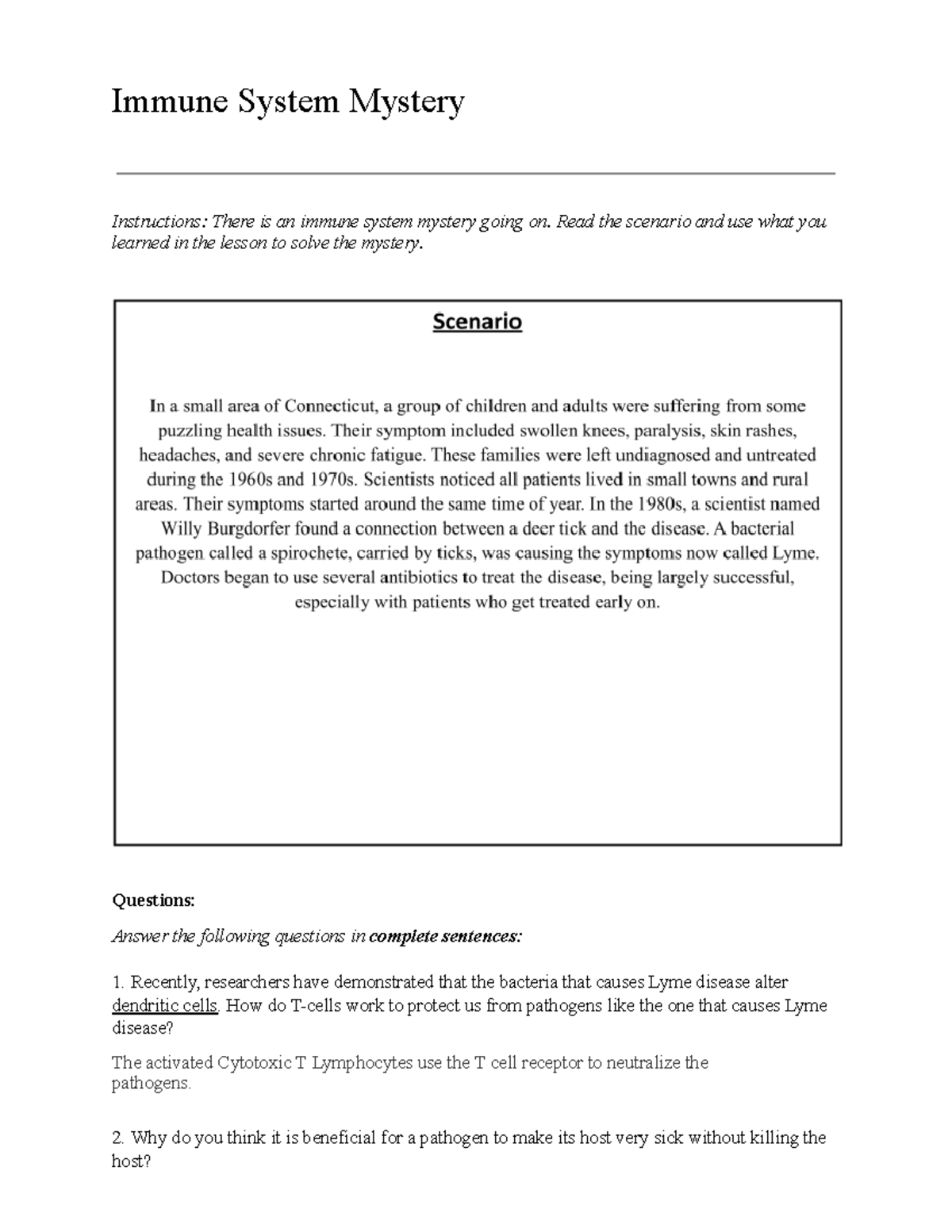 06 08 Immune System Mystery Assignment Solutions & Analysis - Studocu