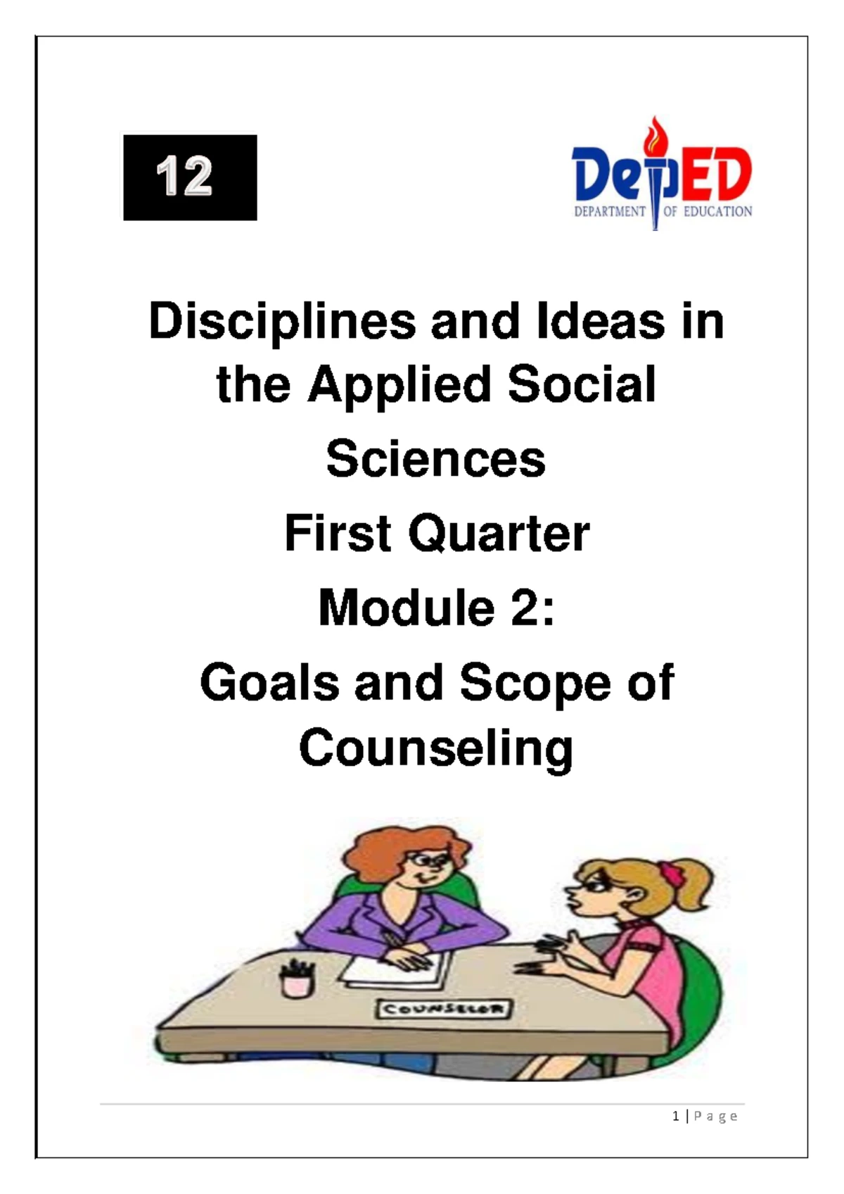 DIASS-Quarter 1-Module 6 Counseling - Disciplines and Ideas in the ...