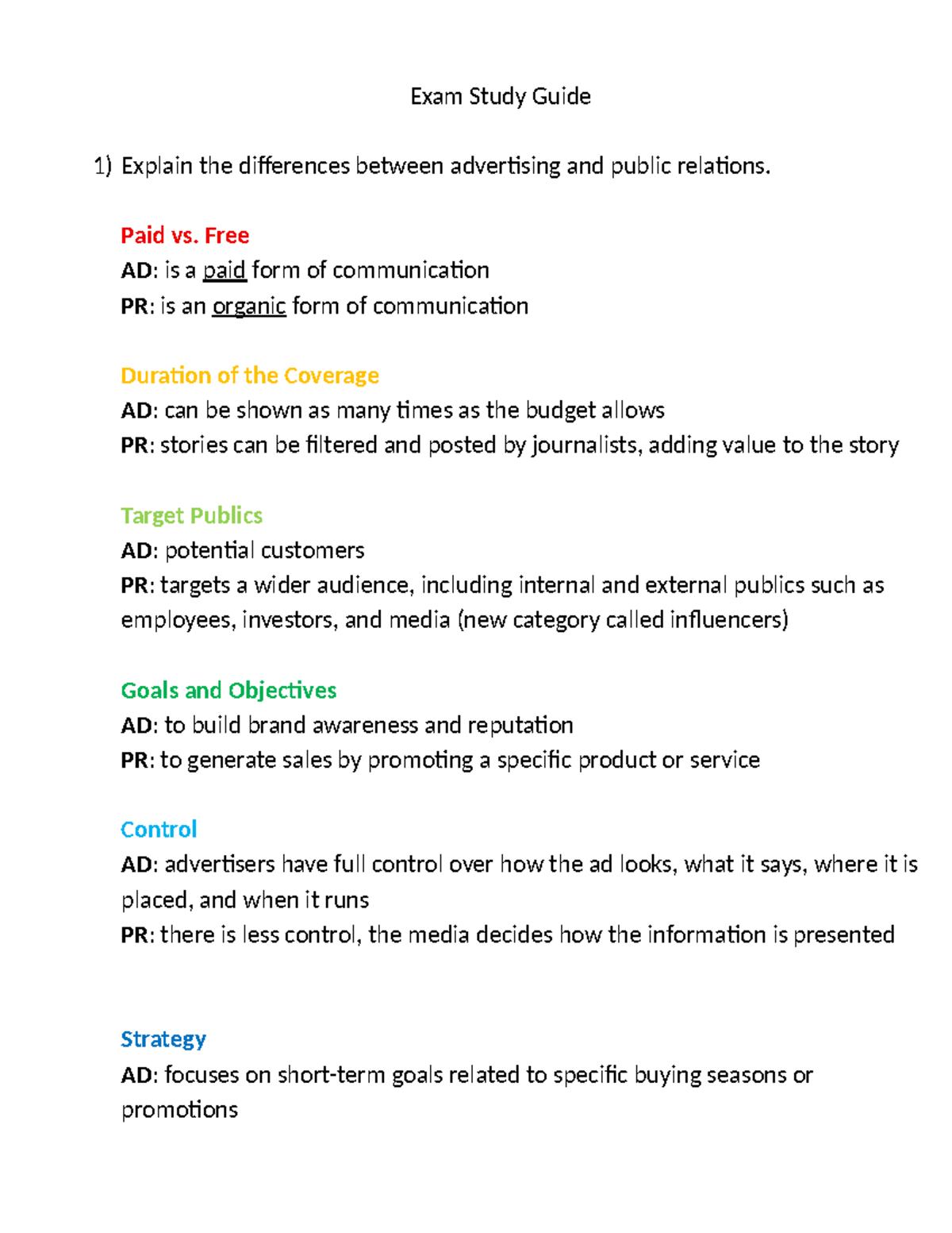 Public Relations Exam Study Guide: Key Concepts & Strategies - Studocu