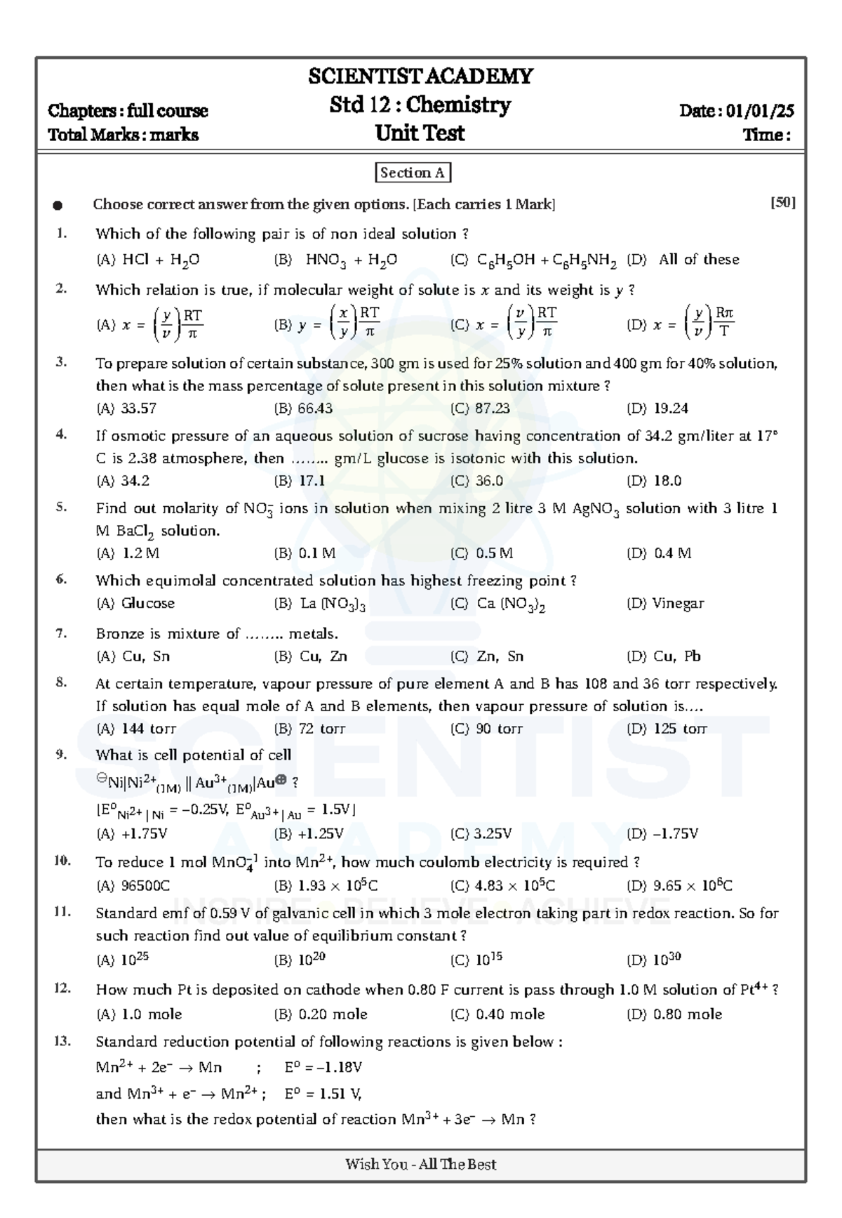 Unit Test D01-Jan-2025 (3) - SCIENTIST ACADEMY Chapters : full course ...