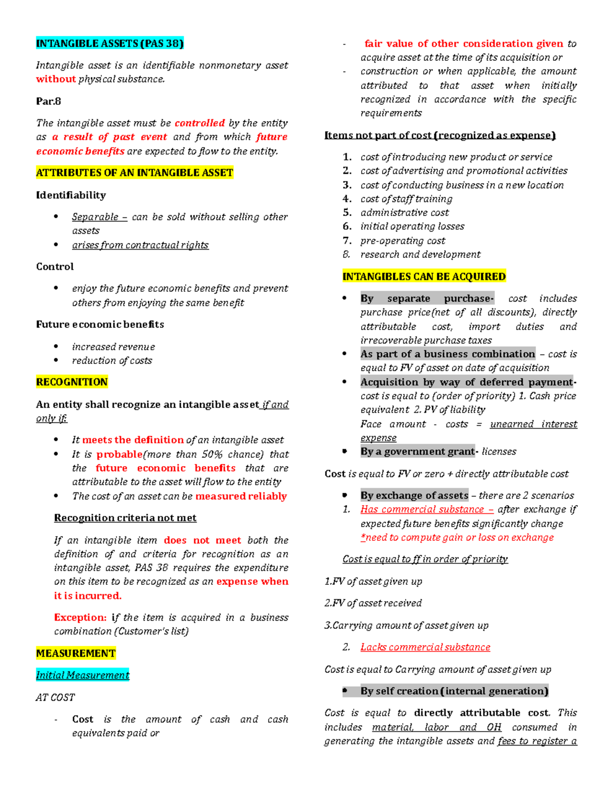 Intermediate Accounting 2: Detailed Notes on Intangible Assets - Studocu