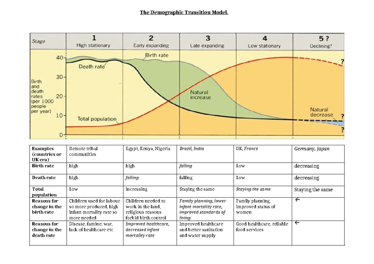 DTM Worksheet: Understanding the Demographic Transition Model in ...