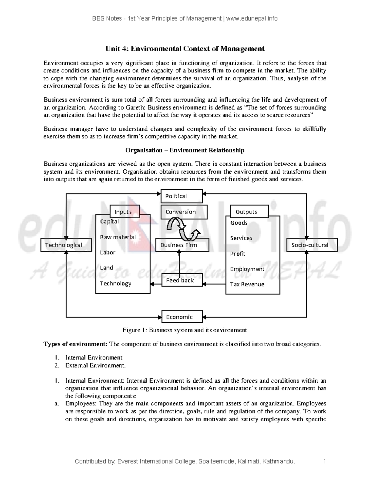 Unit 4: Understanding Environmental Context in Management - Studocu