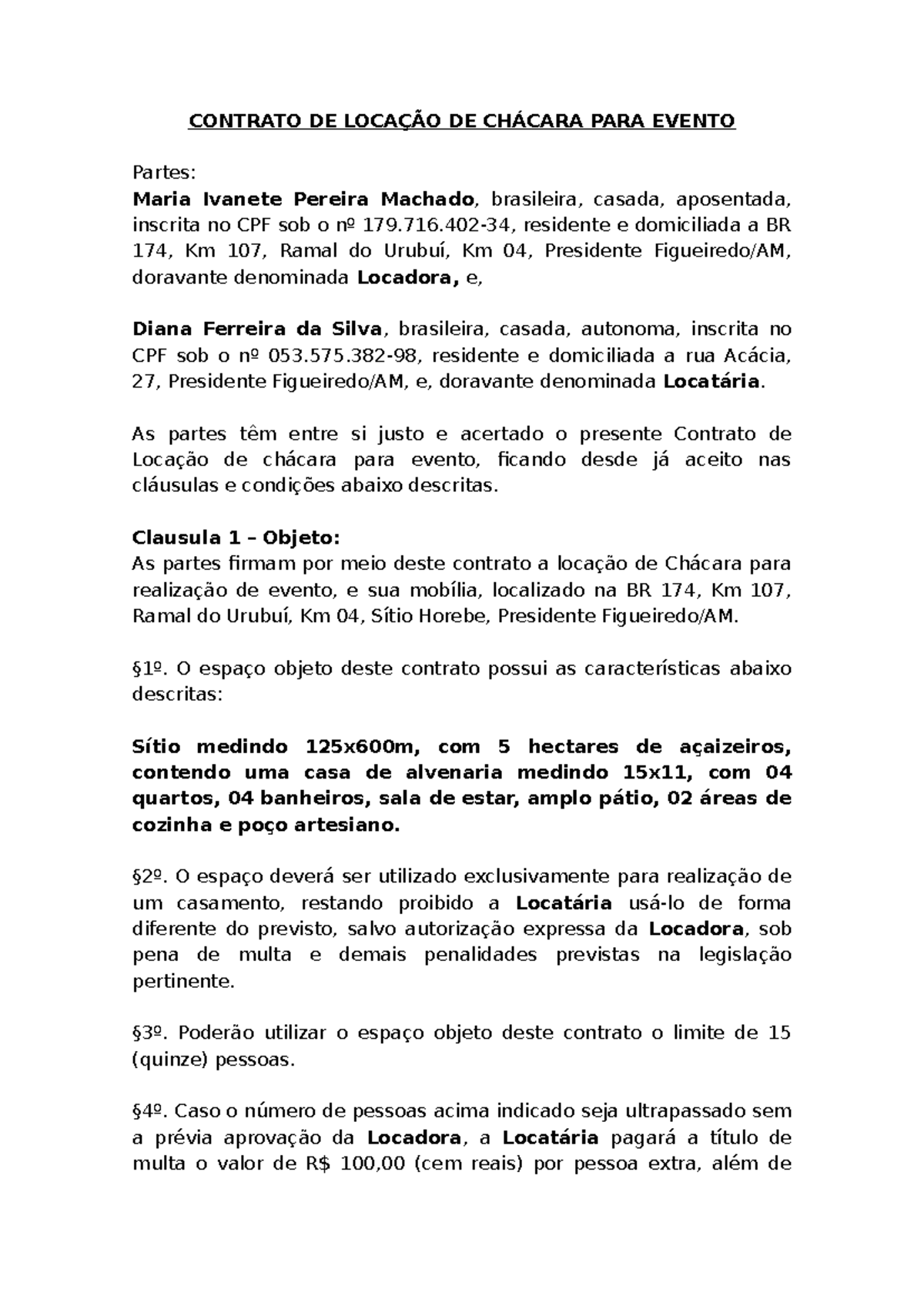 Contrato de Locação de Chácara para Evento - 2025 - Studocu