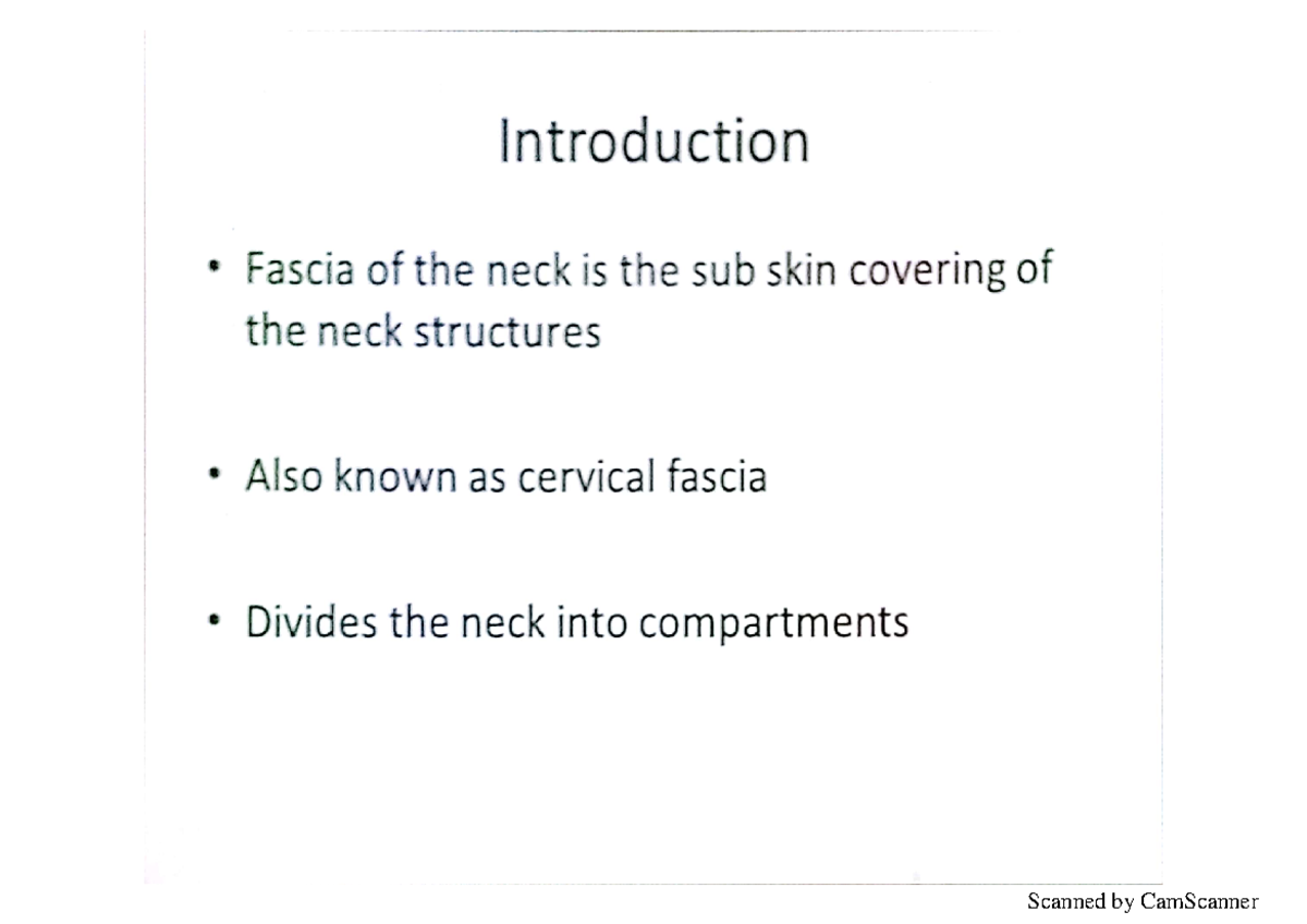 Ana 223 Fascia of the Neck - Introduction Fascia of the neck is the sub ...