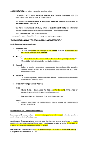 Purposive Communication notes - Elements of Communication Size of the ...