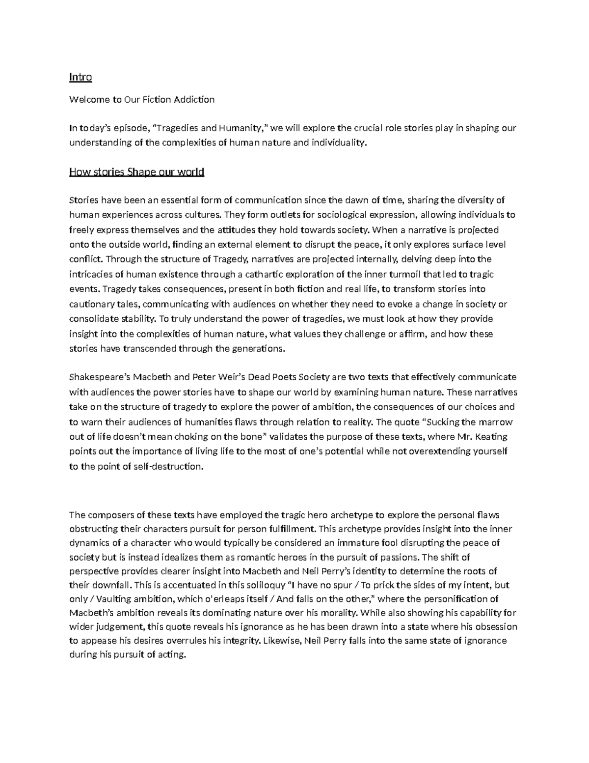 ENG 101: Multimodal Presentation Draft on Tragedy in Literature - Studocu
