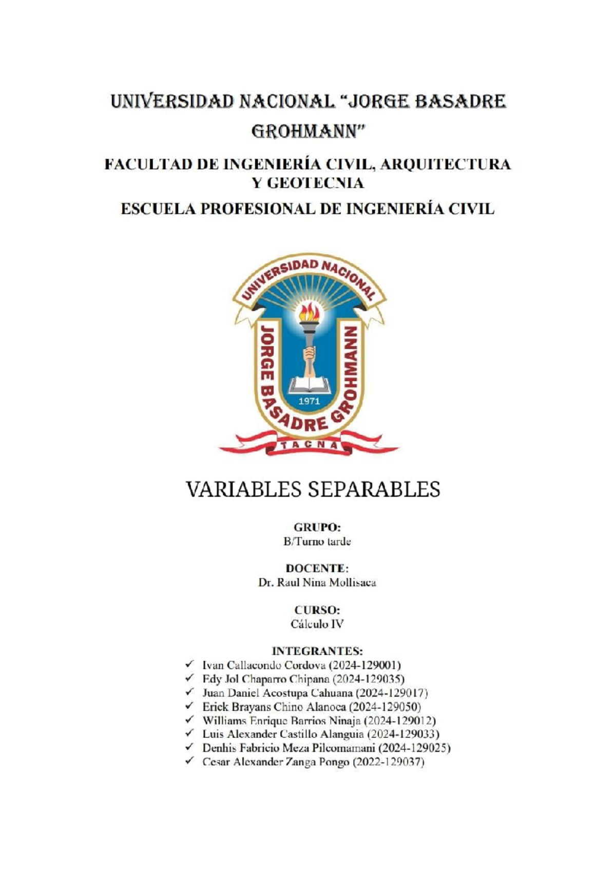 Variables Separables - Cálculo IV - Studocu