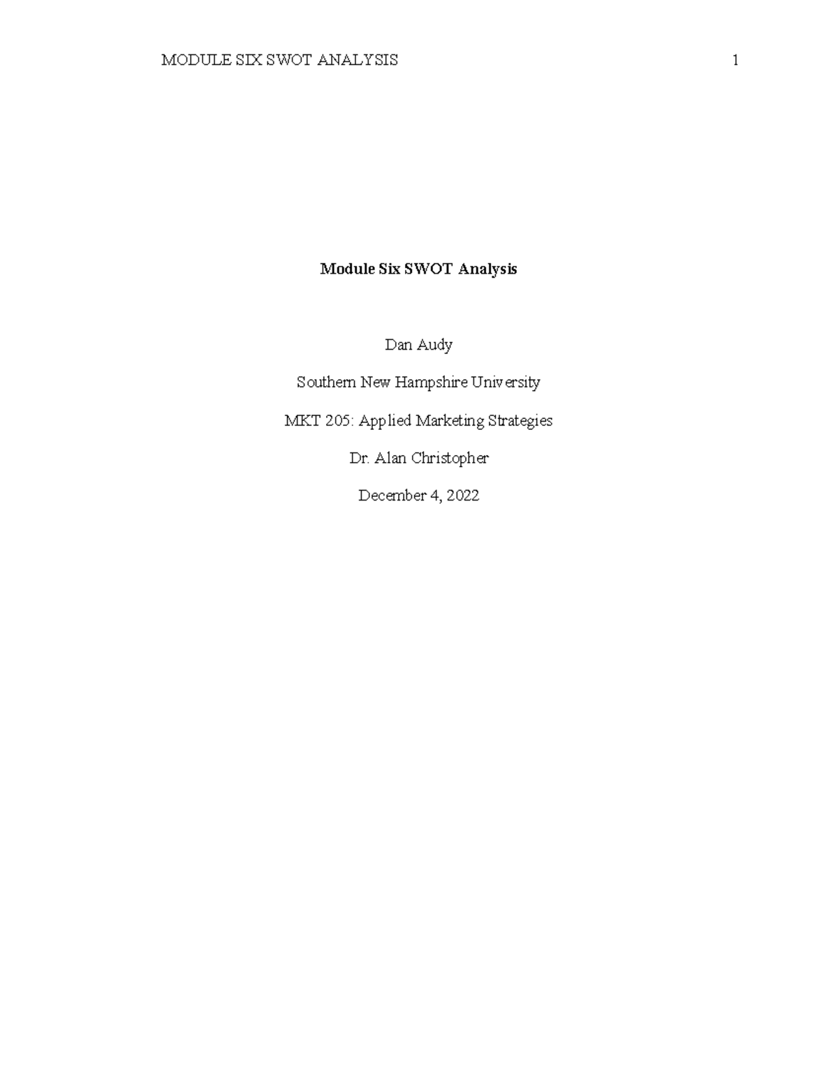 MKT 205: Final Exam SWOT Analysis Insights and Challenges - Studocu