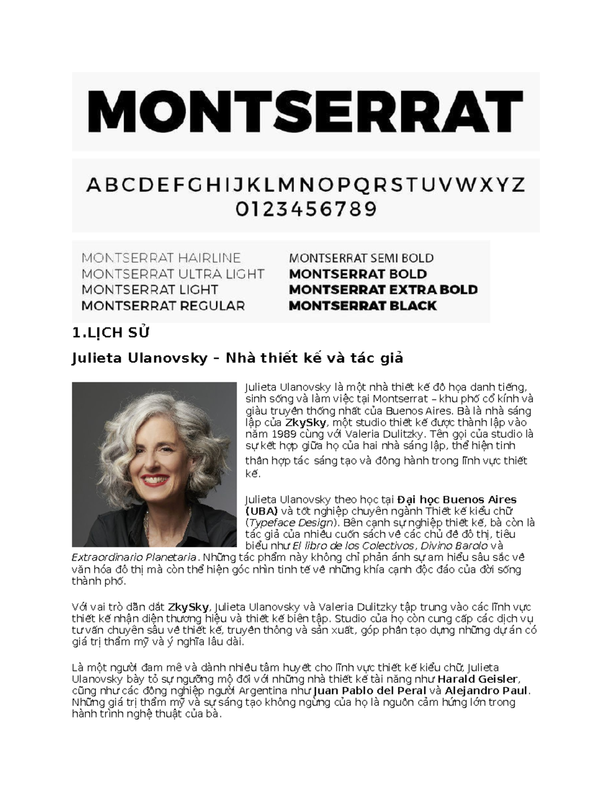 Lịch sử và Phát triển Kiểu Chữ Montserrat - Julieta Ulanovsky - Studocu