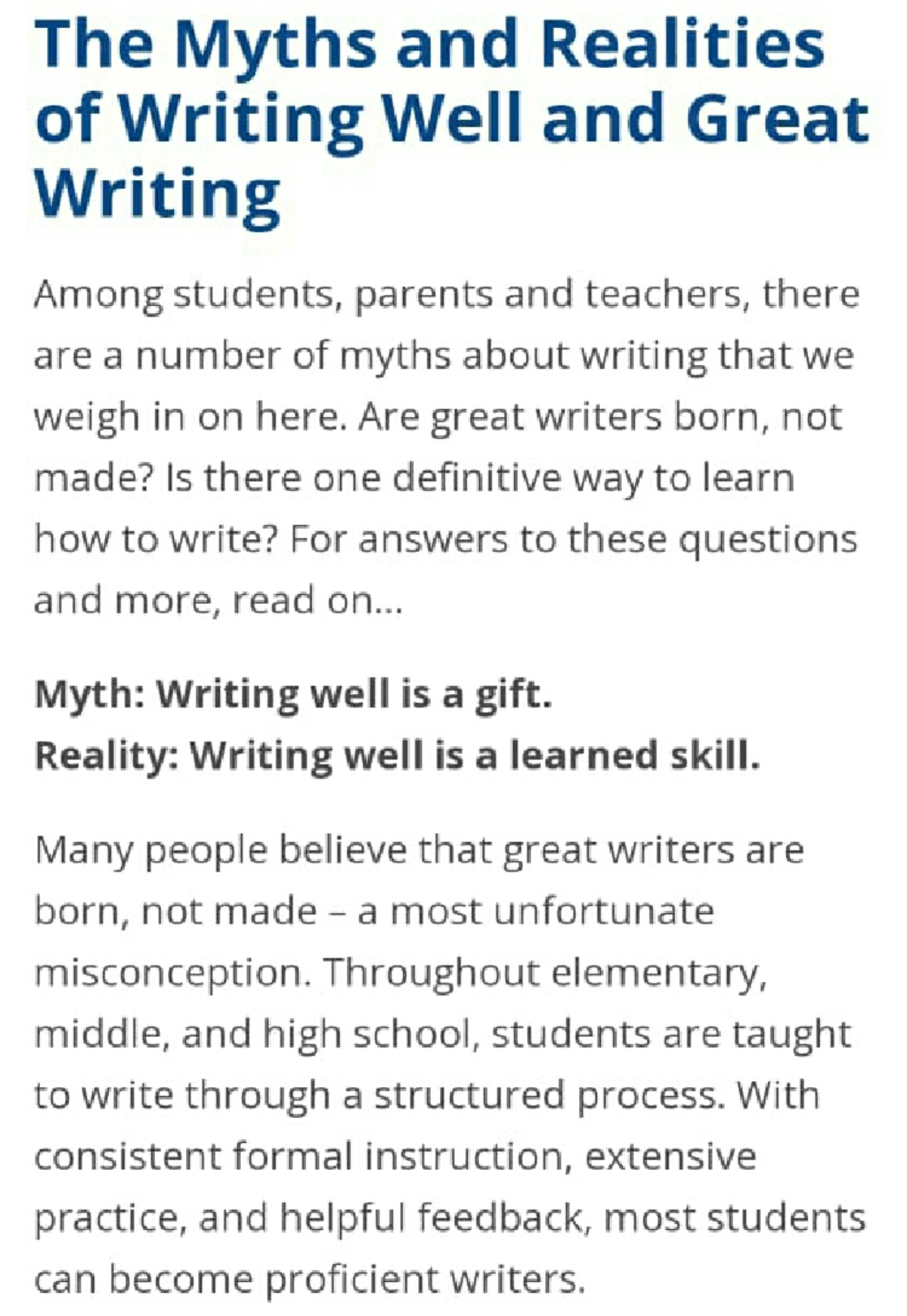 Lec 4,5,6: Myths & Realities of Writing Skills Development - Studocu