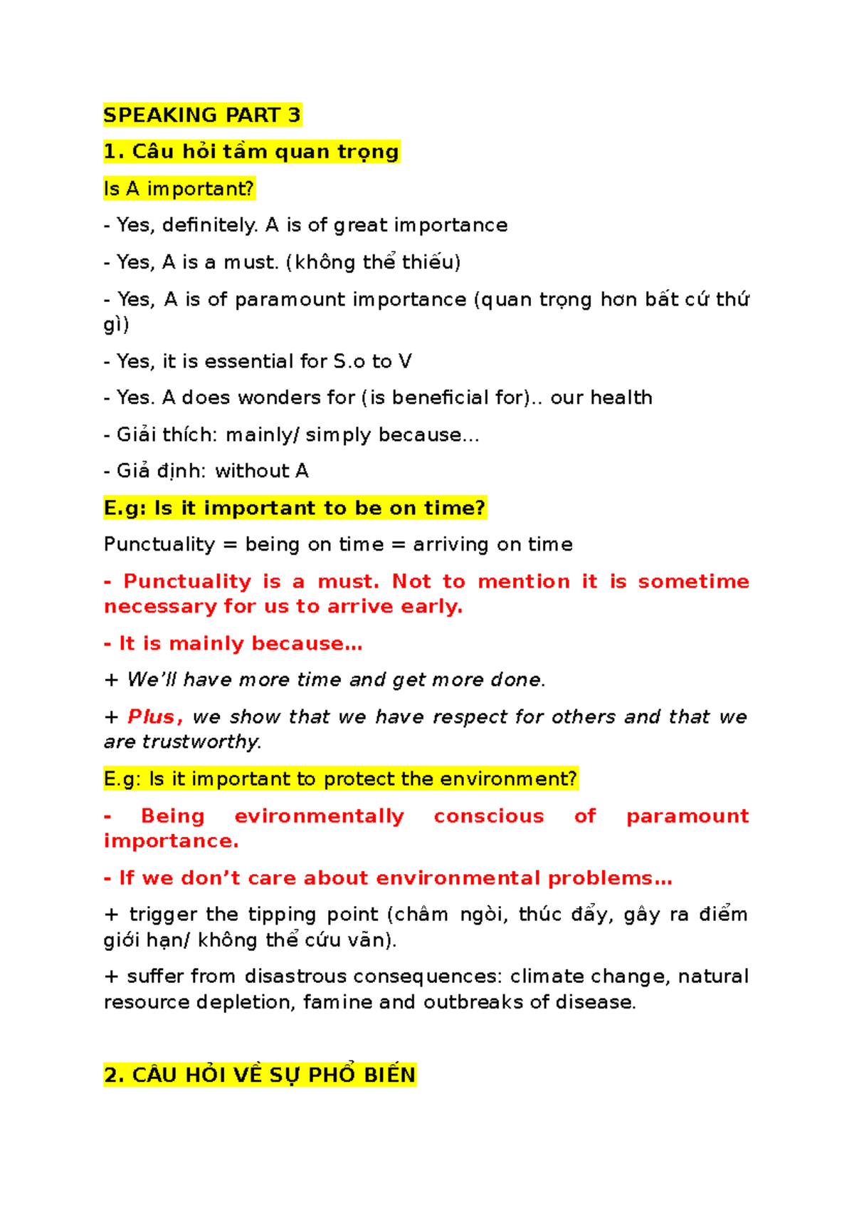 SPEAKING PART 3: Importance, Popularity, and Differences Explained ...