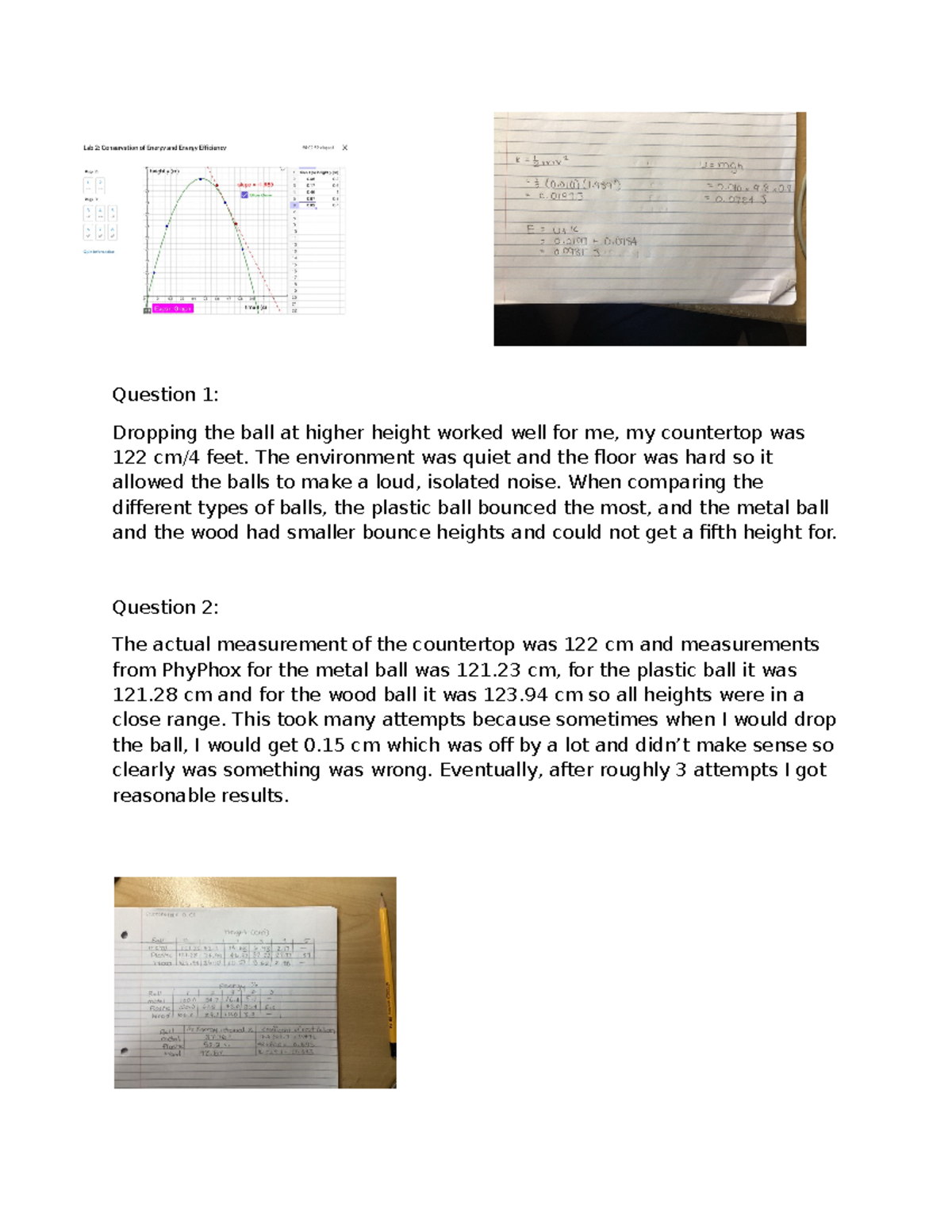 Lab 2 - Physics Lab: Ball Bounce Experiment Analysis - Studocu