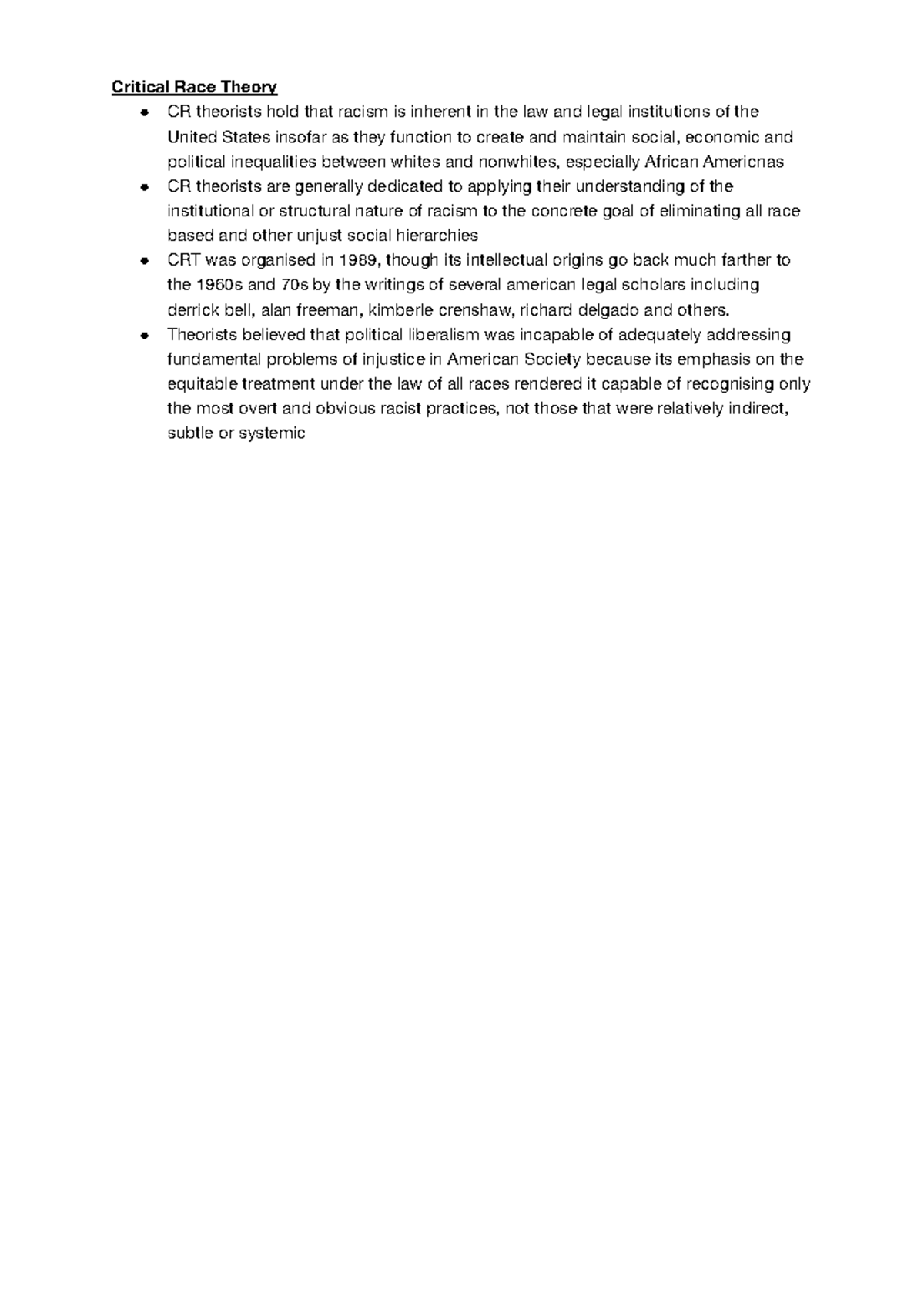Critical Race Theory Analysis for Othello - CR 101 - Studocu