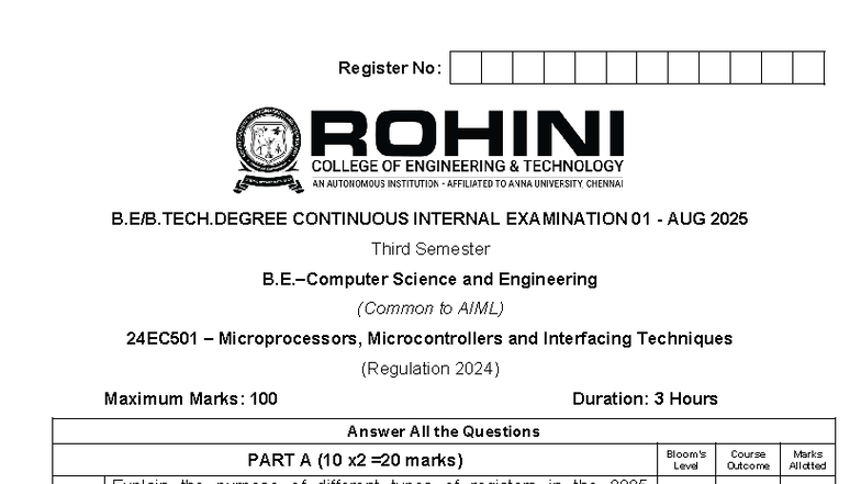 24EC501 Midterm Exam Notes: Microprocessors & Interfacing Techniques ...