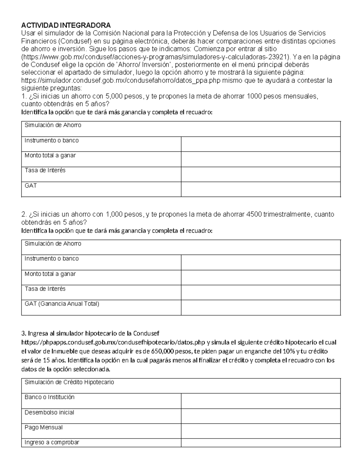 Actividad Integradora 14: Simulador de Ahorro e Inversión Condusef ...