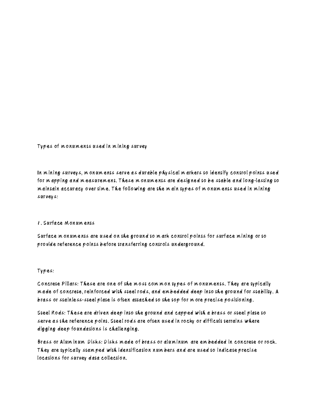 Types of Monuments in Mining Surveys: A Comprehensive Guide - Studocu