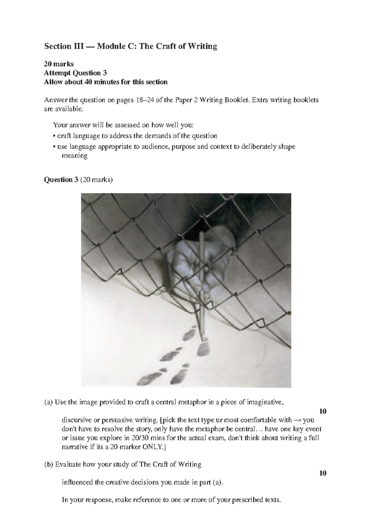 2021 HSC English Adv Paper 2 - Module C: Craft of Writing Guide - Studocu