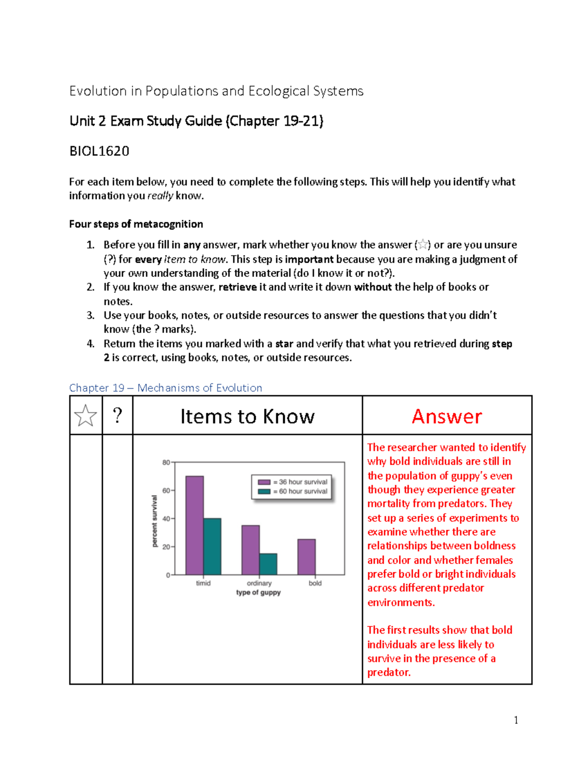 Evolutionary Mechanisms and Genetic Adaptations: BIOL1620 Study Guide ...