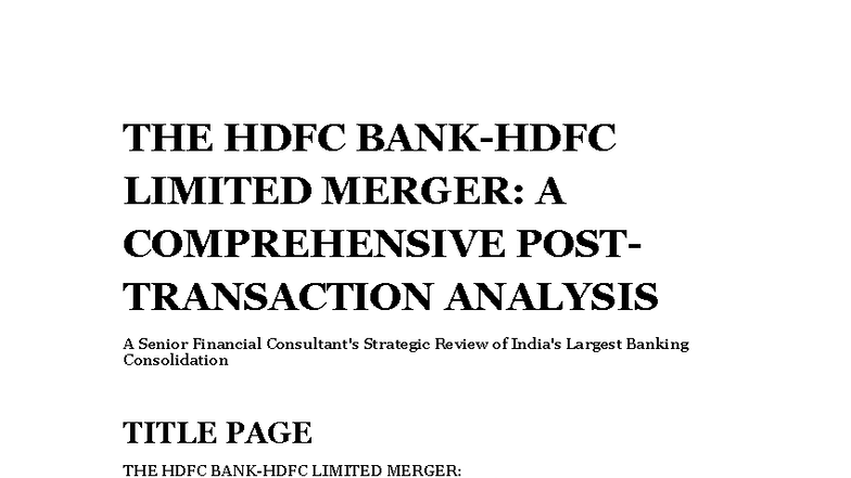 HDFC Limited Merger: Strategic Analysis & Value Creation (M&A - ehfu ...