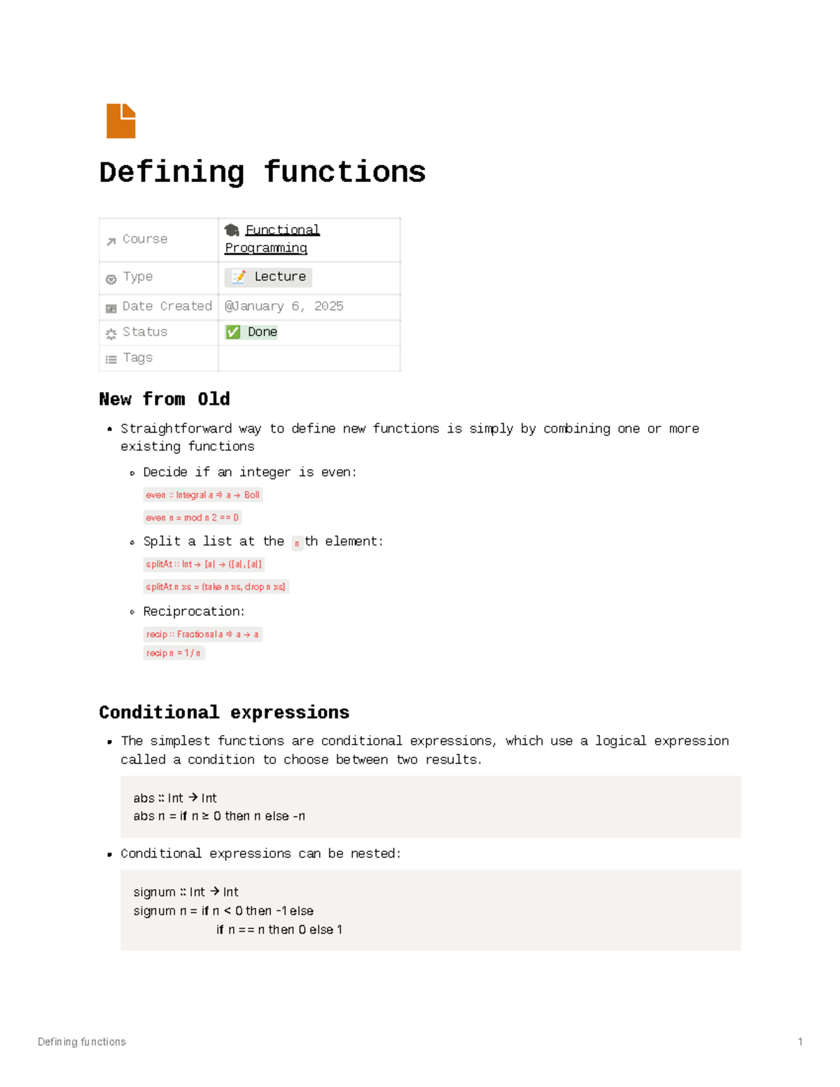 Defining functions - Samenvatting Programming in Haskell - Defining ...