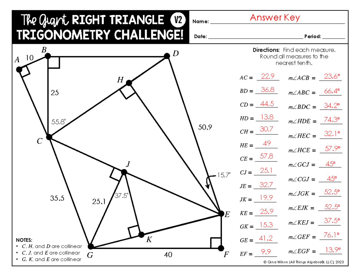 Right Triangle Measurements Answer Key (Math 101) - Studocu