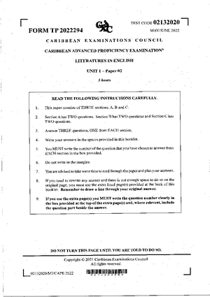 English A May 2019 P1 - Paper 1 - CSEC past paper - Studocu