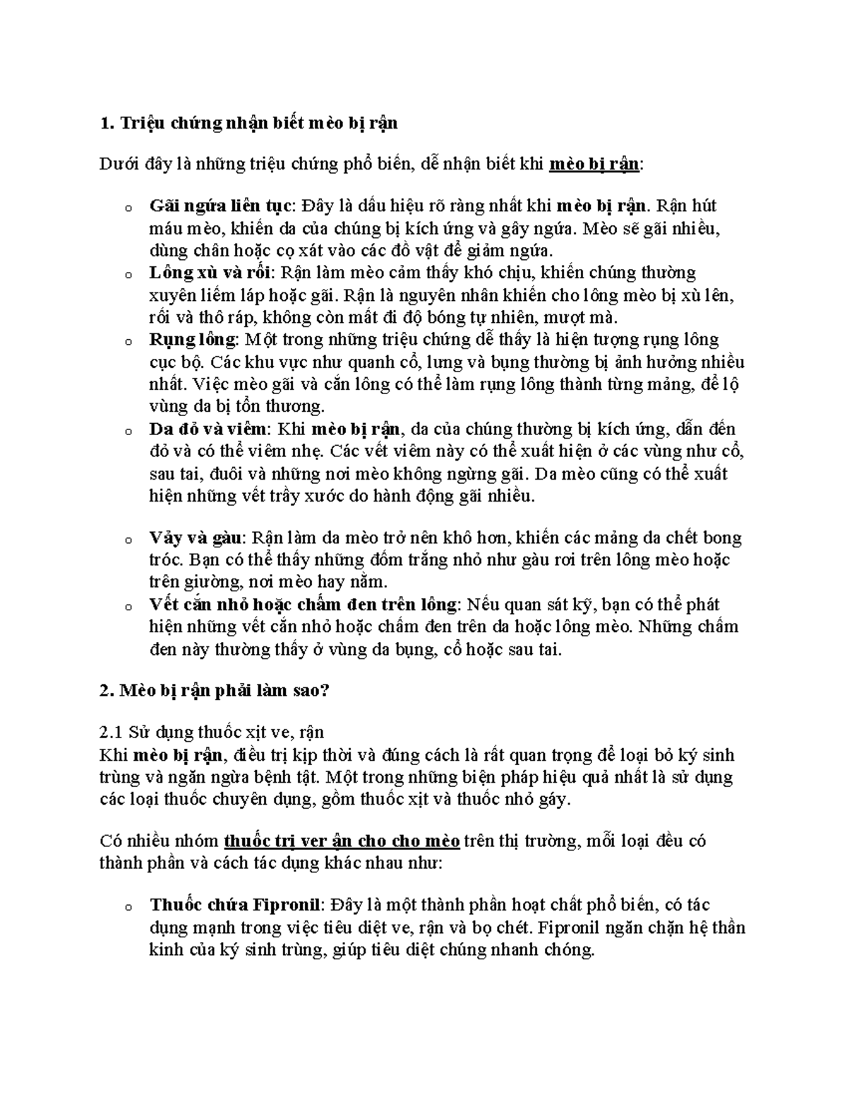 Trị rận cho mèo: Hướng dẫn và triệu chứng nhận biết - Studocu