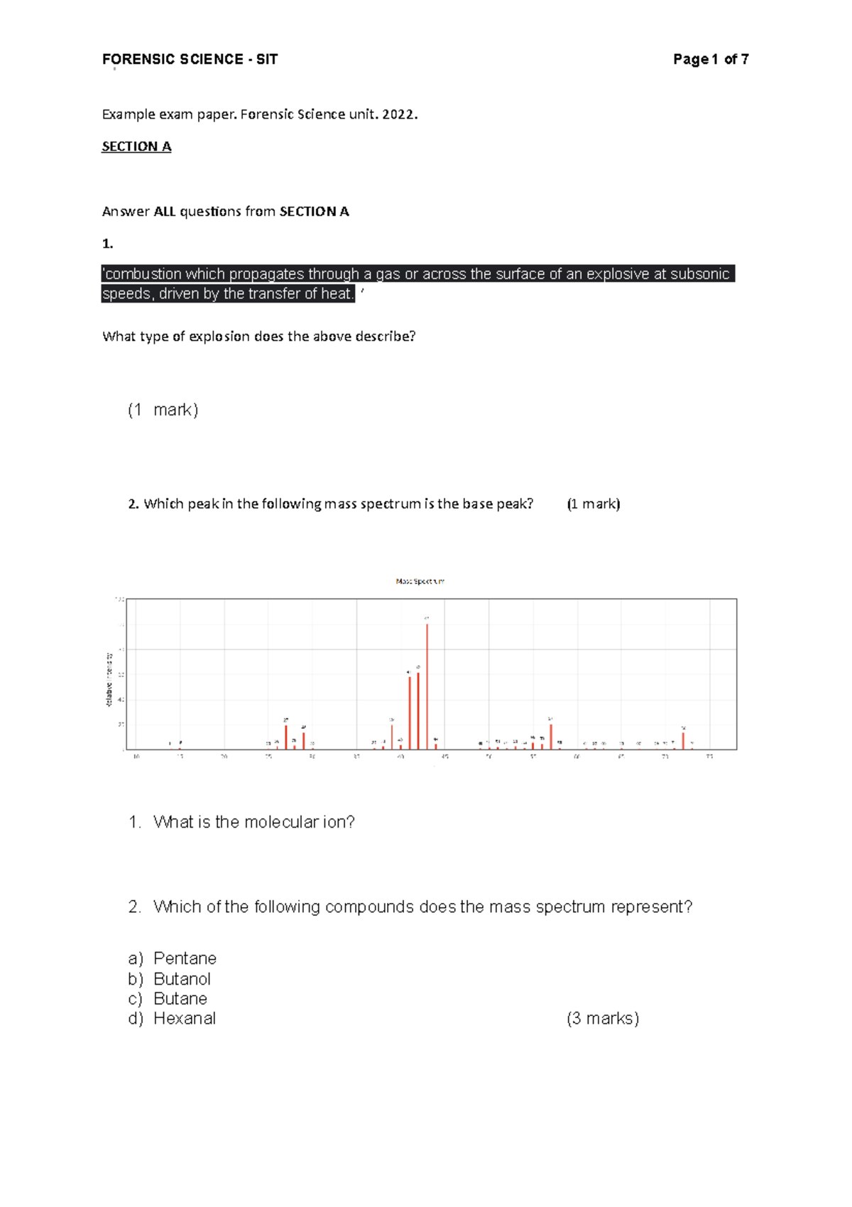 Forensic Science Final Exam Paper 2022 - Example Exam Topics - Studocu