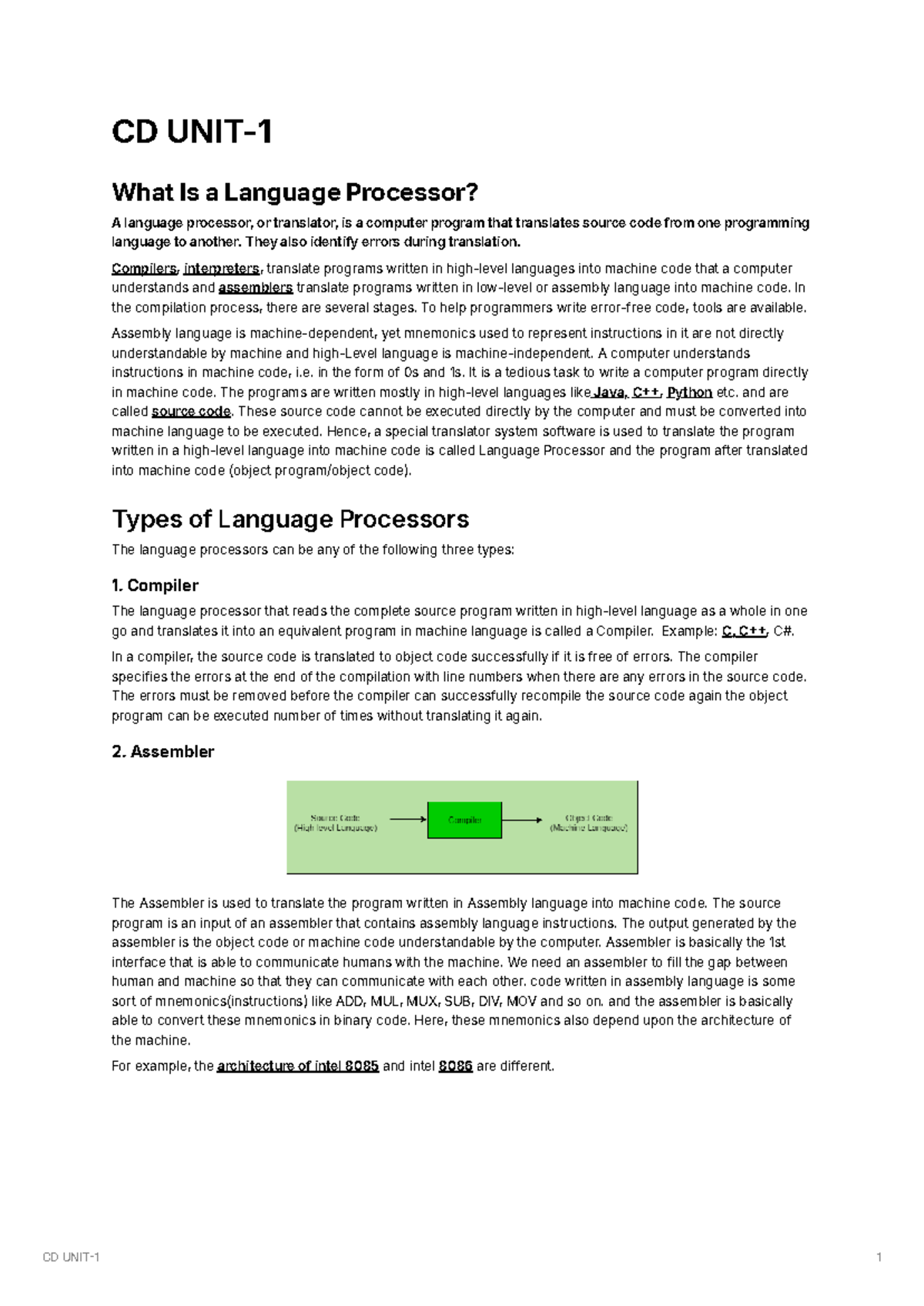 CD-1: Understanding language processors and their types - Studocu