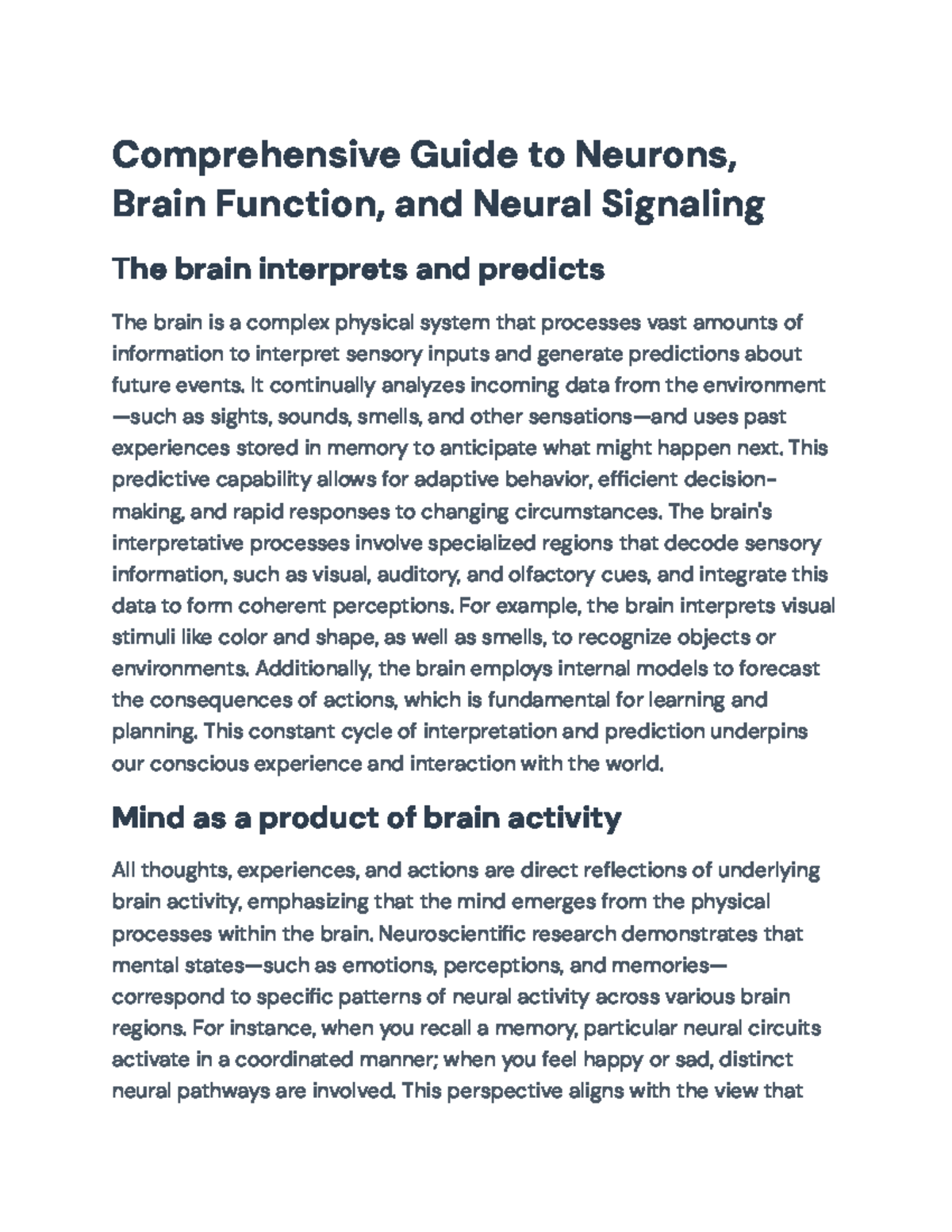 CNS 101: Comprehensive Guide to Neurons, Brain Function & Signaling - Studocu