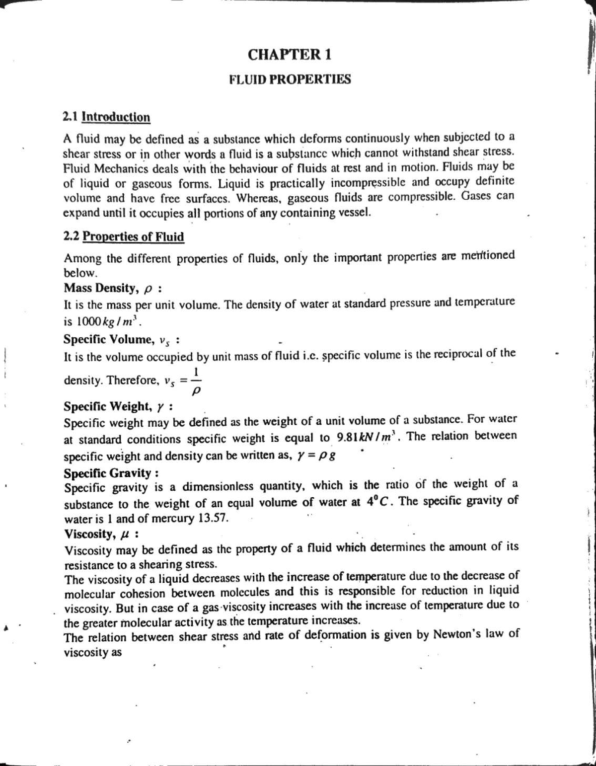CHAPTER 1: FLUID PROPERTIES - Key Concepts and Problems - Studocu