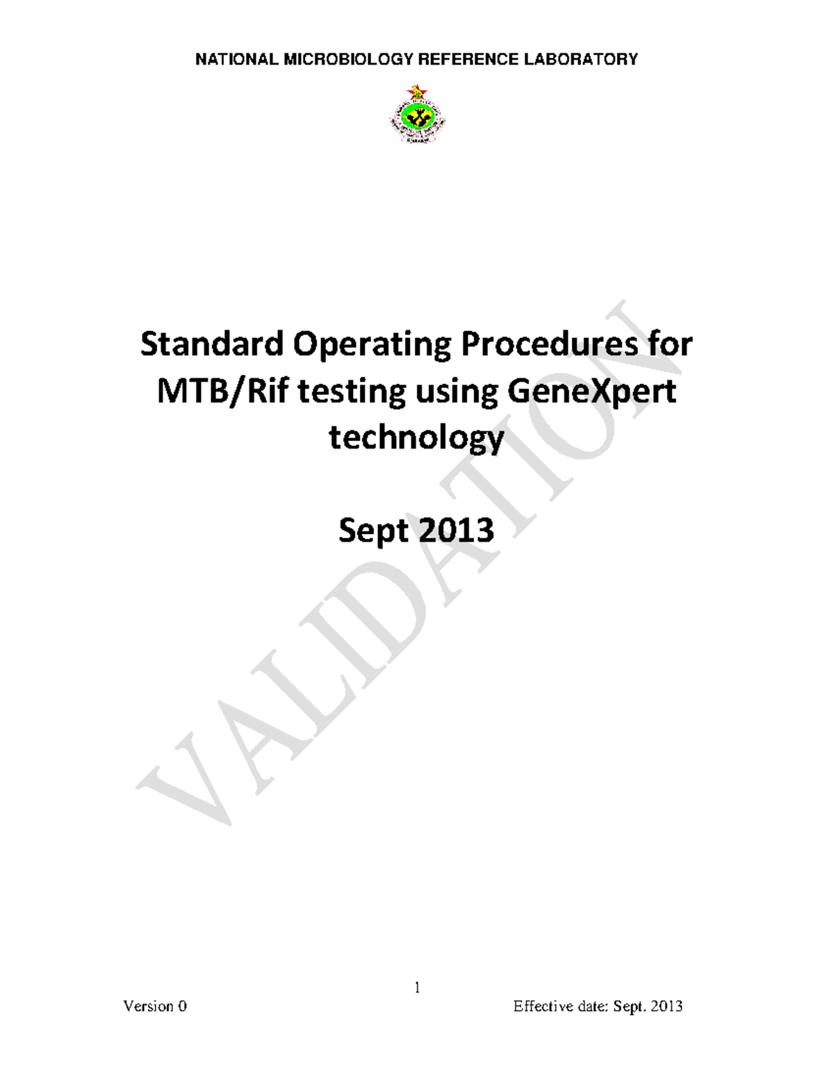 Standard Operating Procedures for GeneXpert Testing (NMRL SOP) - Studocu