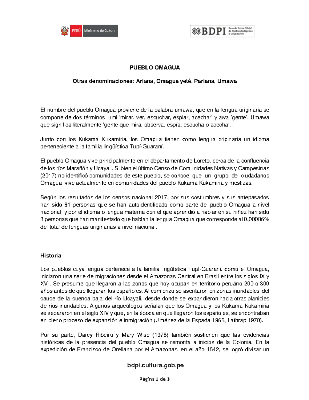 Ficha Omagua - Lengua Nativa y Contexto Cultural (PUEBLO OMAGUA) - Studocu