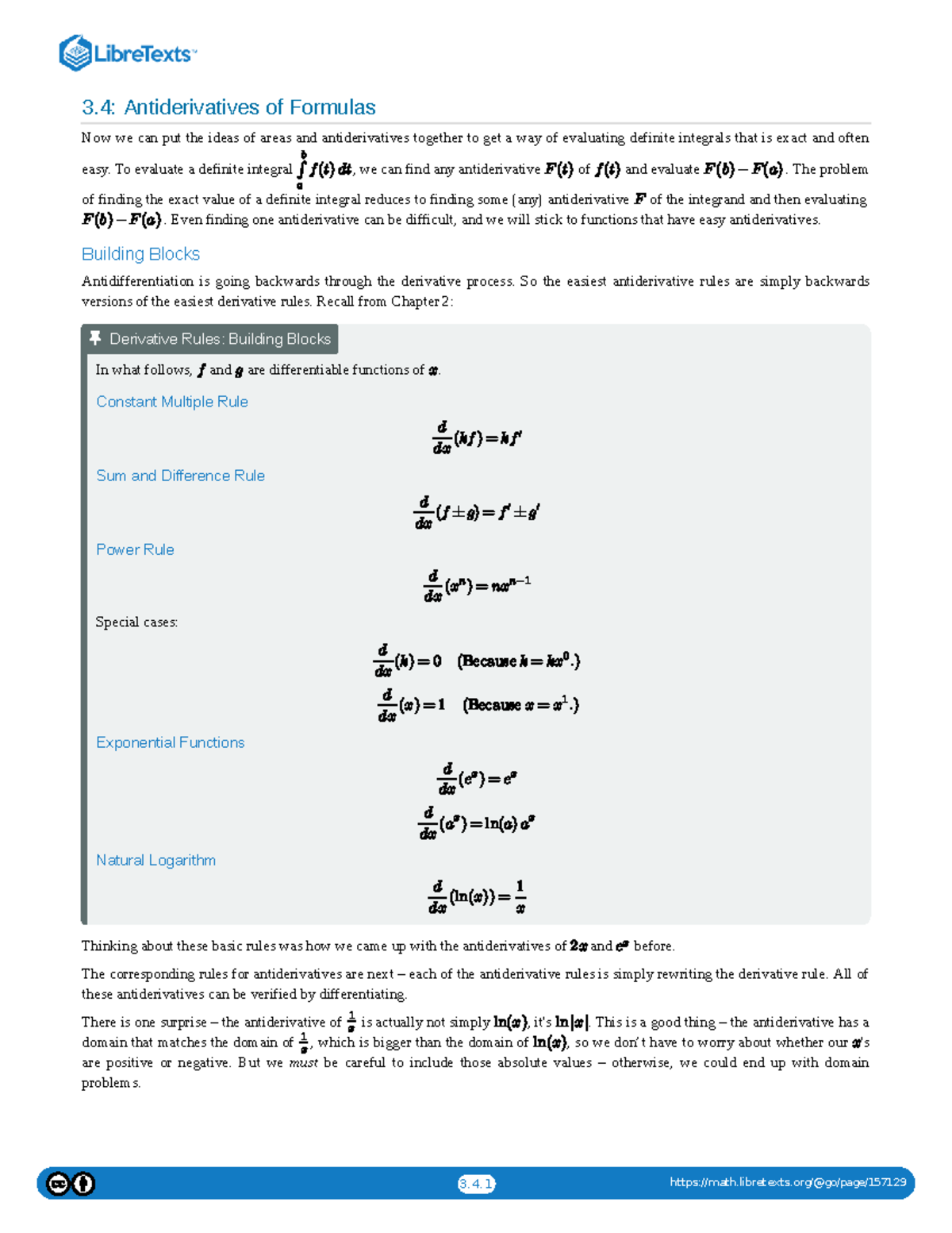 Antiderivatives of Formulas - MA148 Calculus Lecture Notes - Studocu