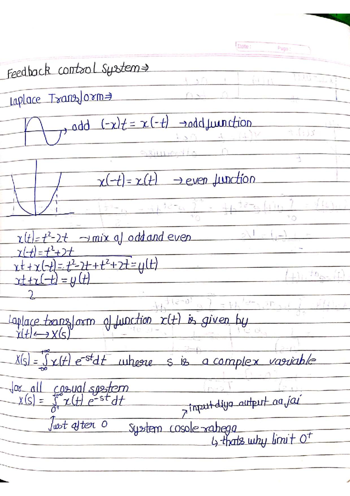 Control System - Easy Notes on Laplace Transform and Feedback - Studocu