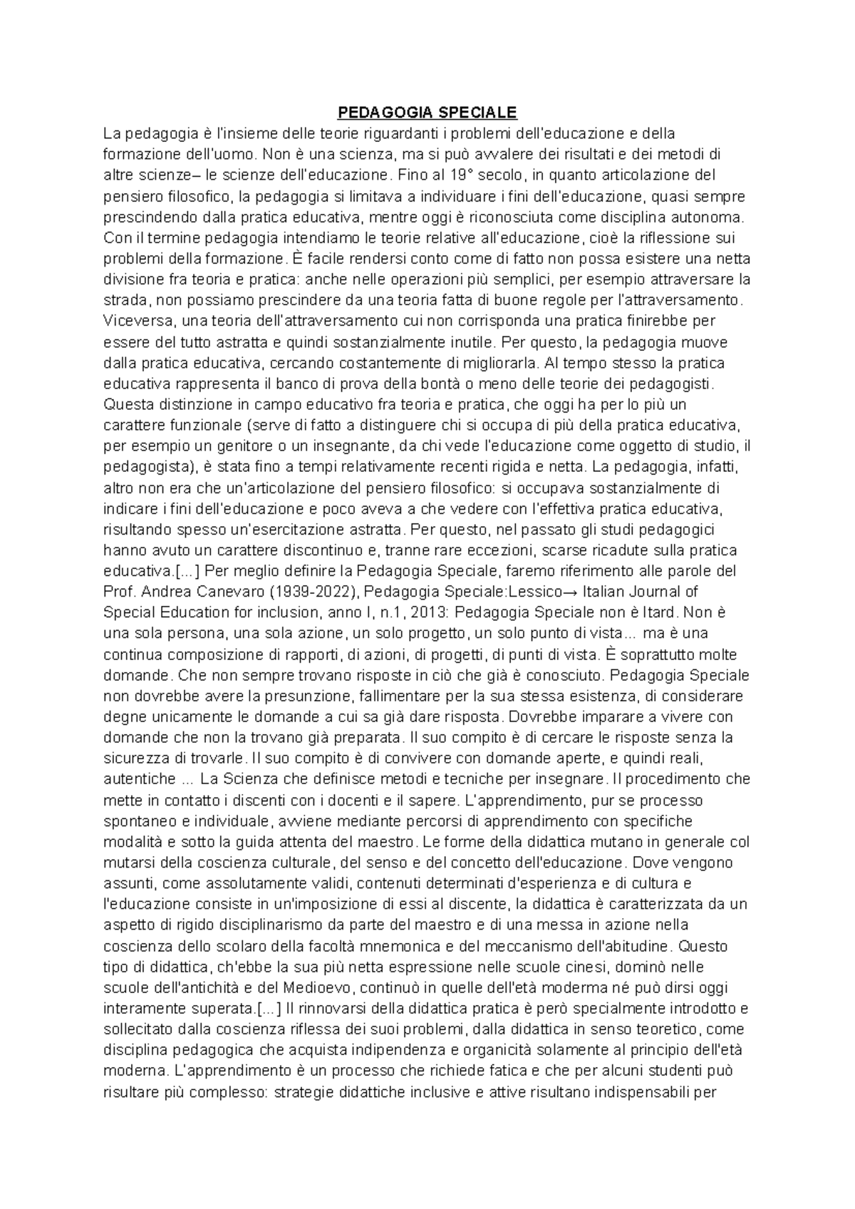 Pedagogia Speciale: Teorie e Pratiche per l'Inclusione Scolastica - Studocu