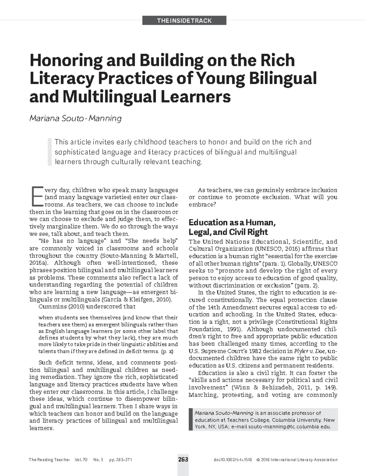 Honoring Bilingual & Multilingual Learners: Culturally Relevant ...
