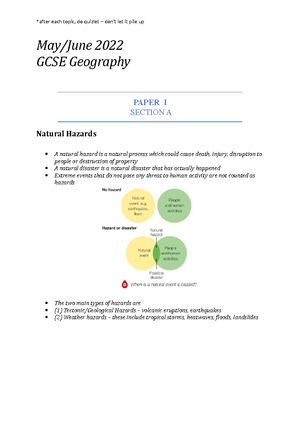 8 mark exam questions Geography - Paper 1: Topic 1: Hazardous Earth Referring to a named example ...