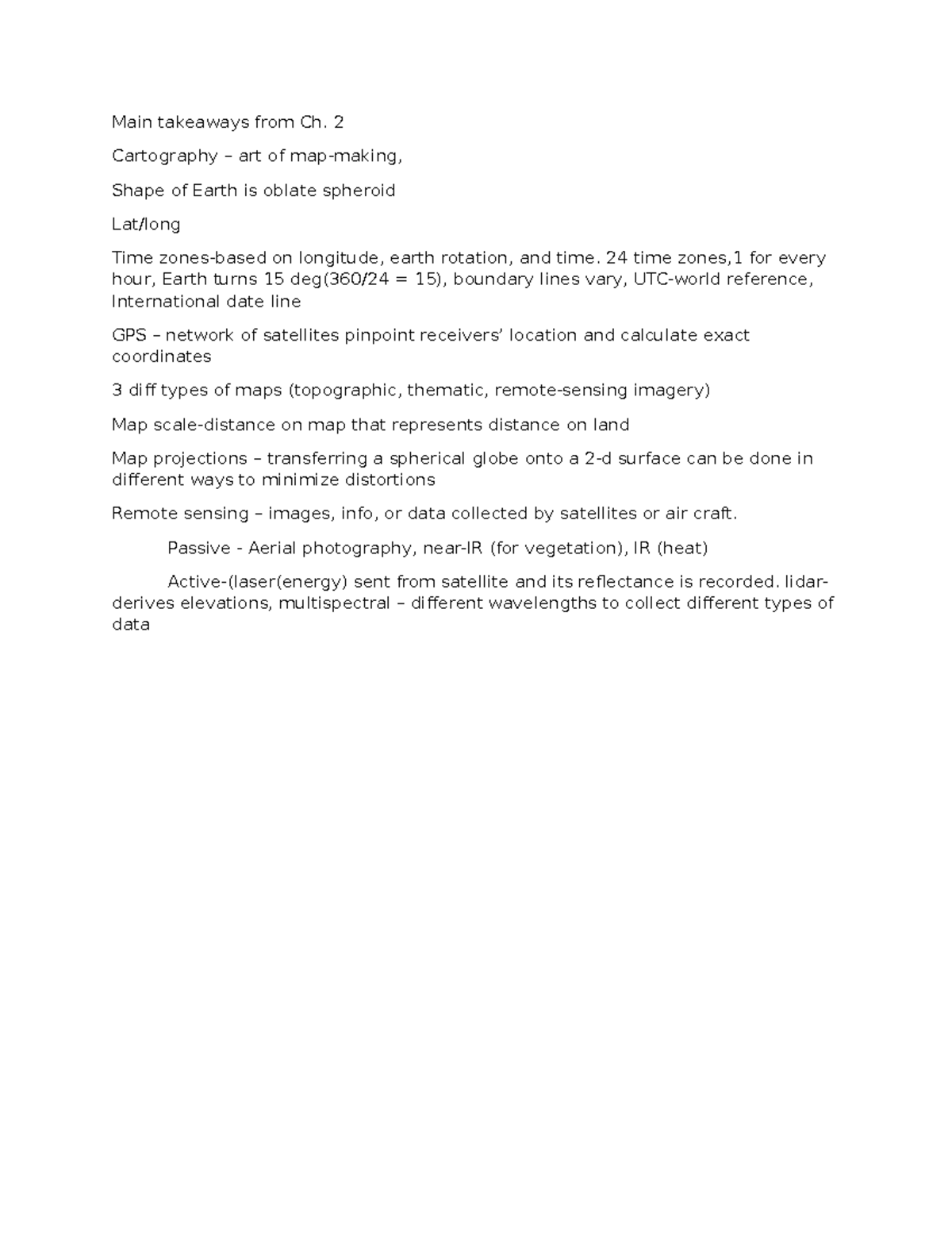 Lecture 2 Notes: Ch. 2 Cartography & Earth's Shape Insights - Studocu