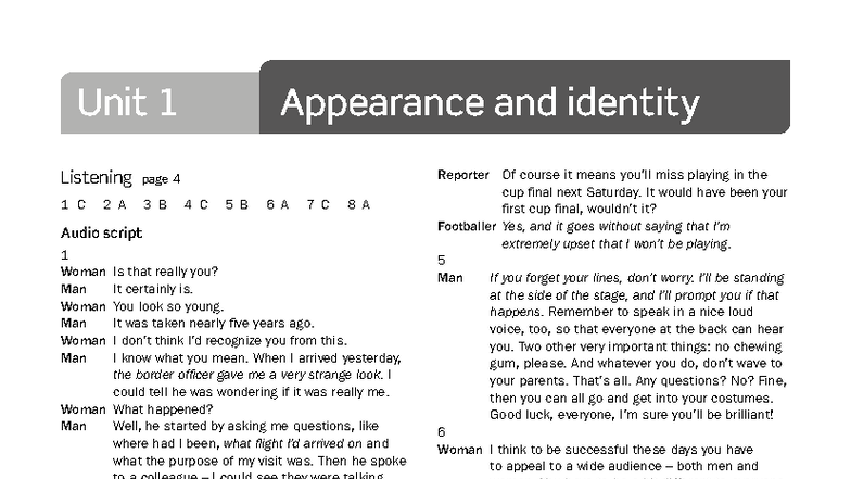 First Masterclass: Workbook Unit 1-10 Answer Key - Studocu
