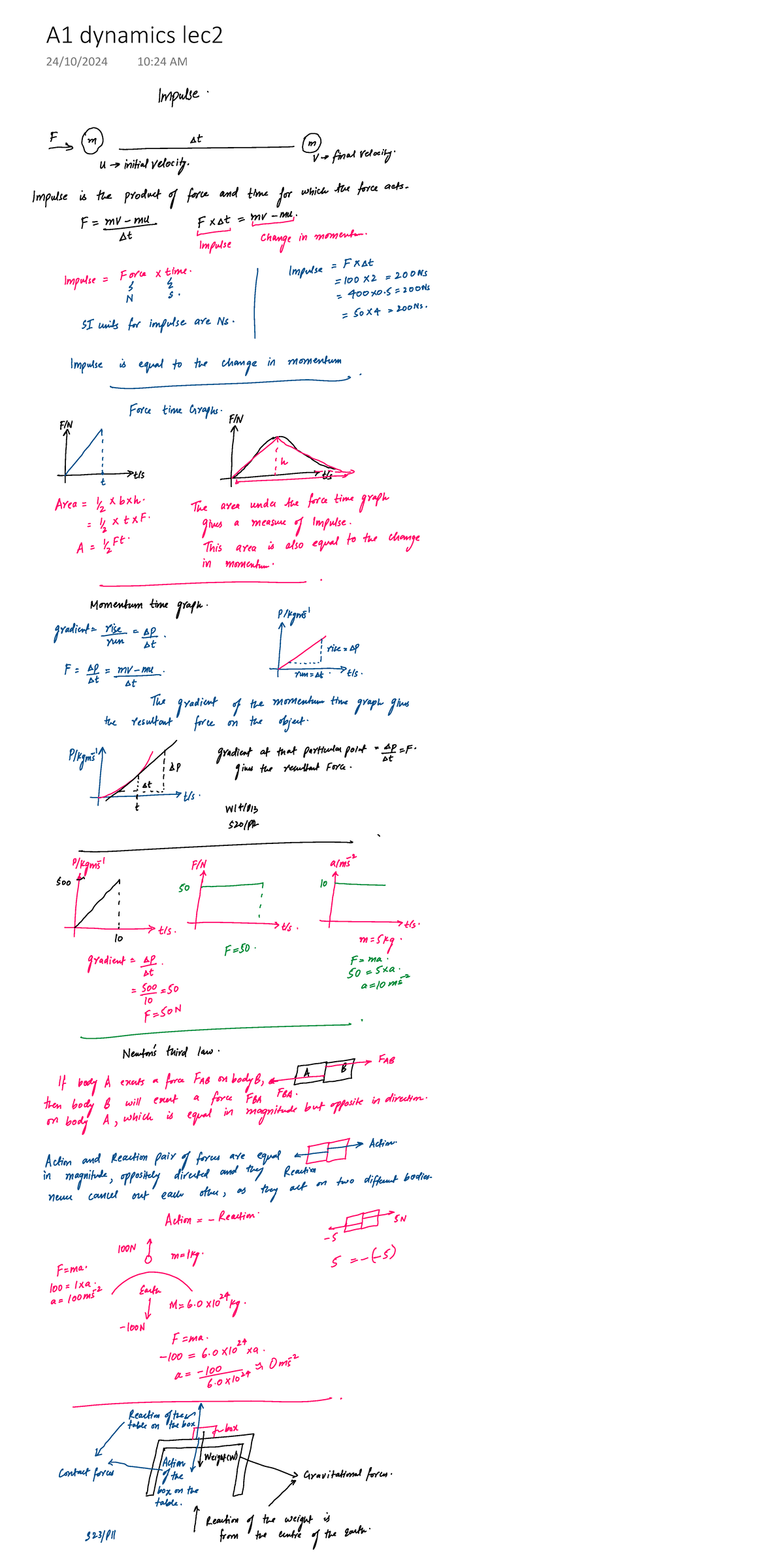 A1 Dynamics Lecture 2 - Comprehensive Study Notes - Studocu