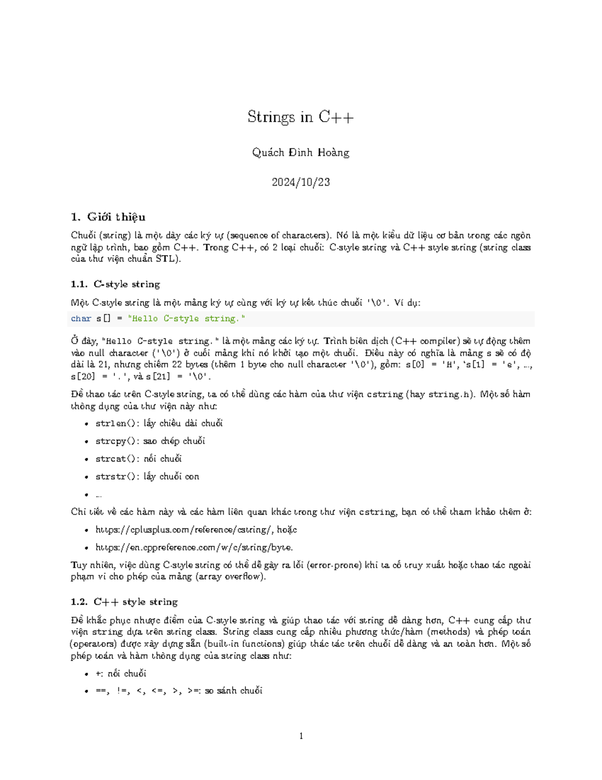 C++ String Basics: Understanding String and Style String - Studocu
