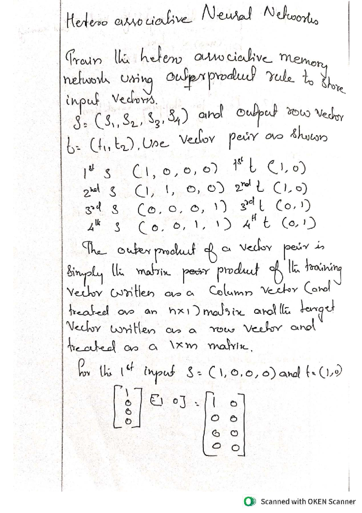 Hetero Associative Neural Networks: Training & Testing (S1, S2, S4 ...