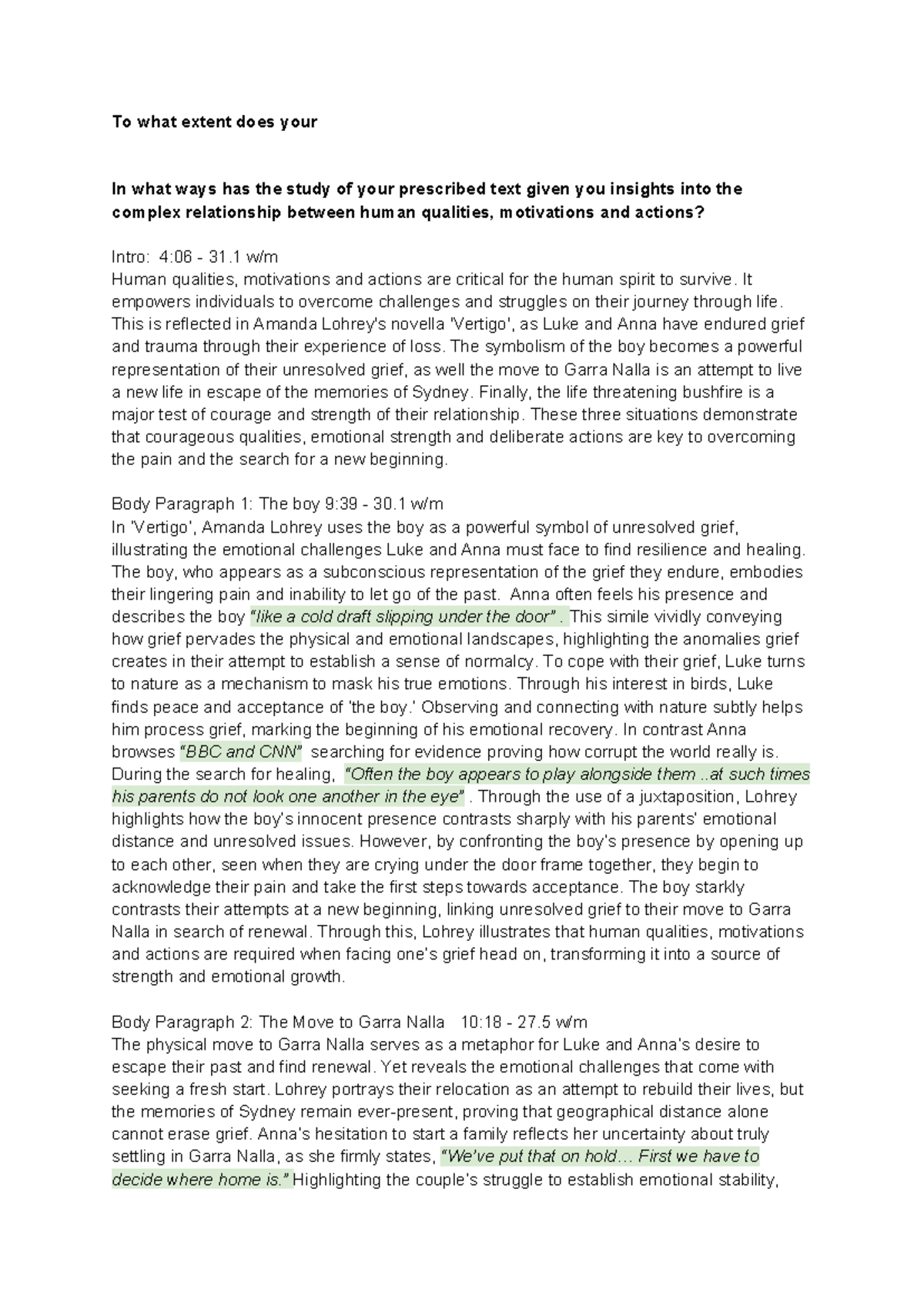 English Common Module Draft: Insights on Human Qualities in Amanda ...